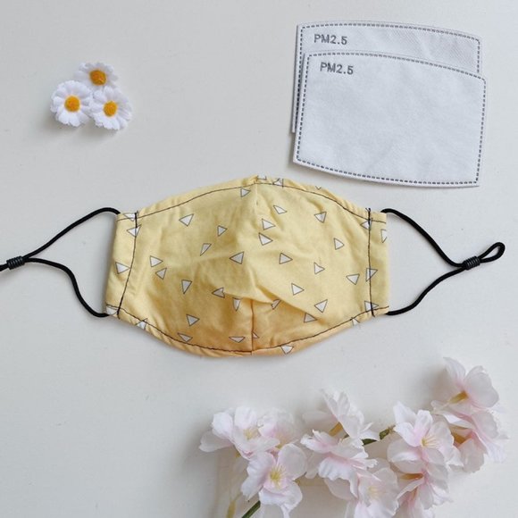 Hand Made | Accessories | Yellow Triangle Face Mask 2 Filters 3 Layers ...